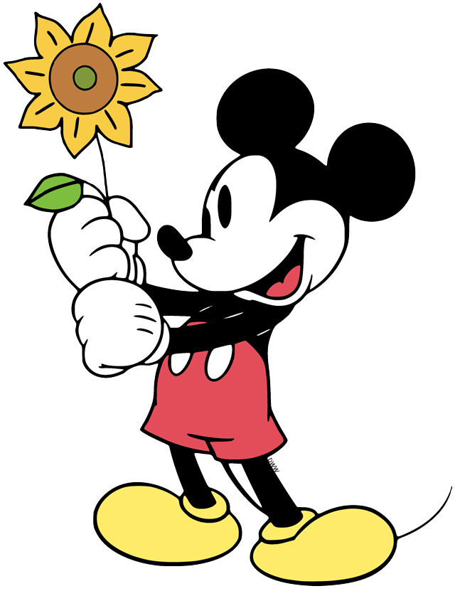 Mickey Mouse Holding Flowers