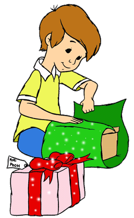 Unwrapping Presents Clip Art